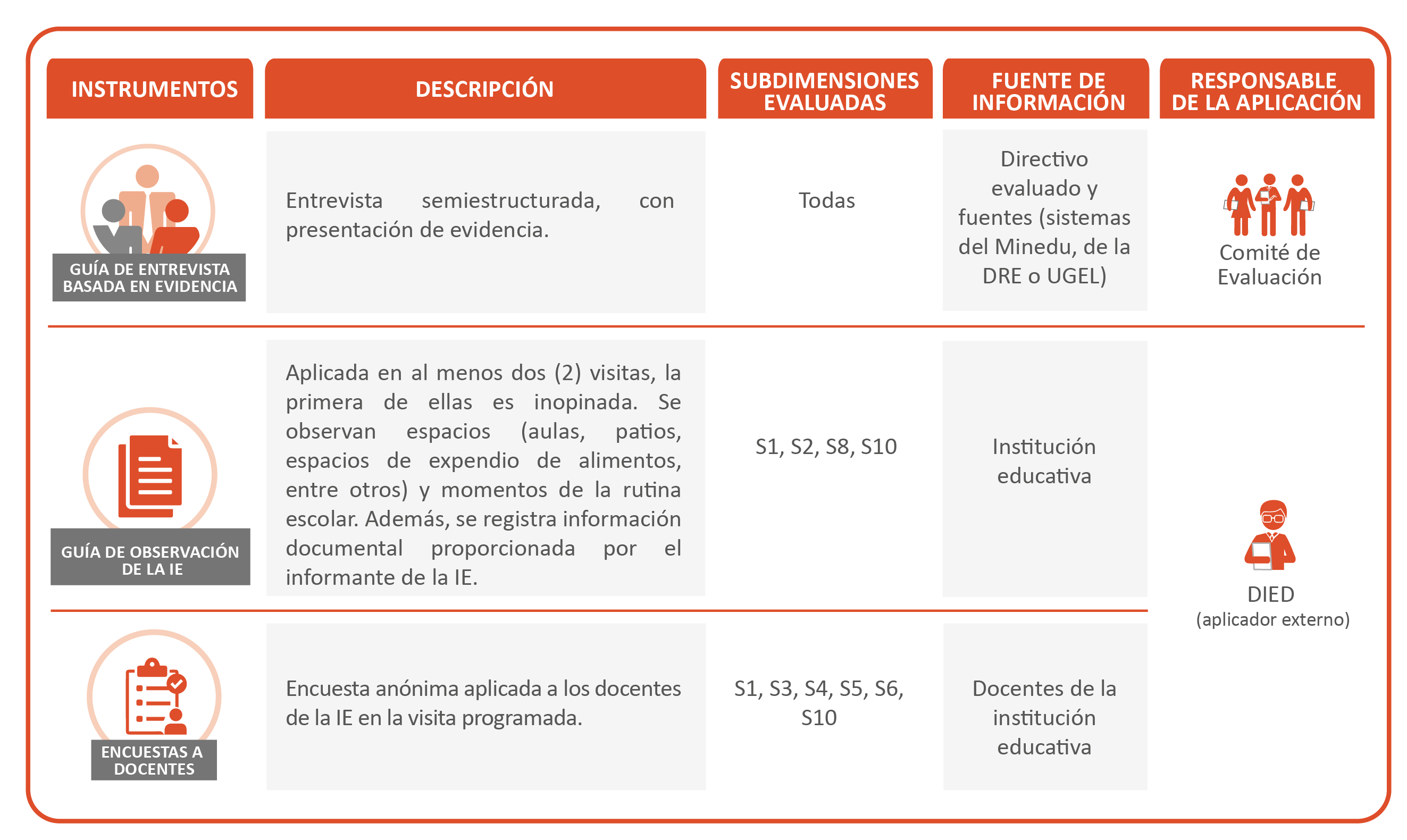 Instrumentos de recojo de información | Evaluación del Desempeño de los ...